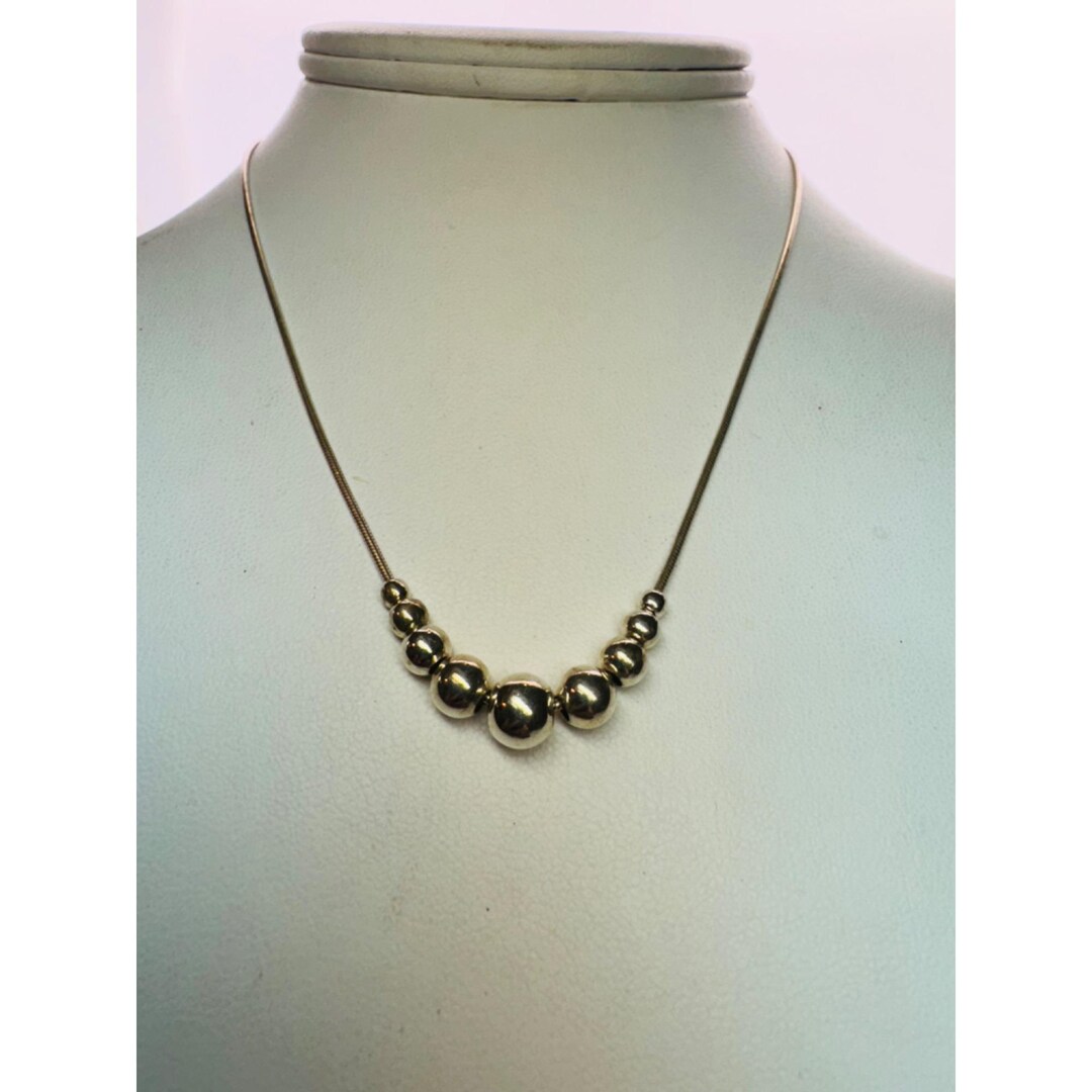 Italian Sterling Silver 925 Necklace Graduated Floating Ball Beads on ...