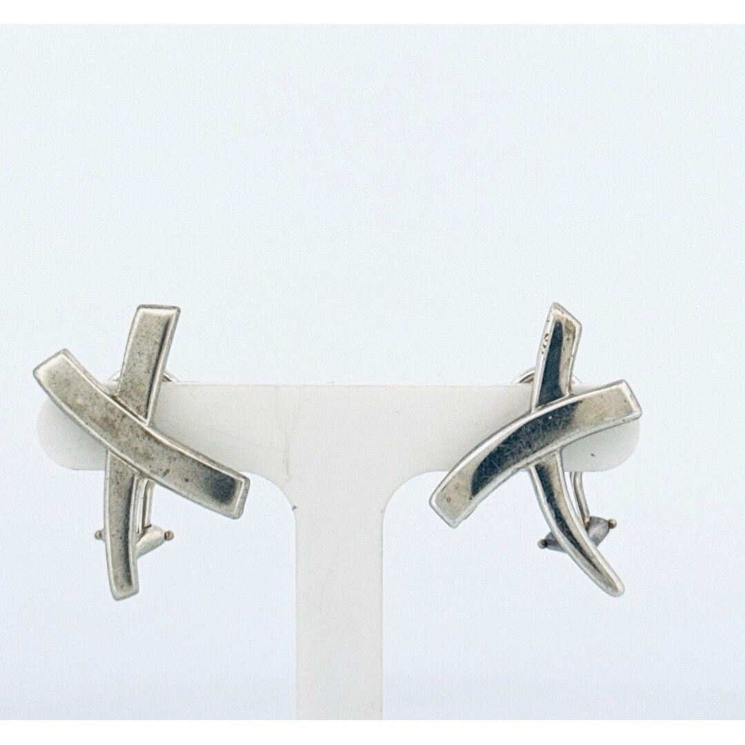 Vintage Estate Tiffany & Co. Sterling Silver X Earrings, Post Omega ...