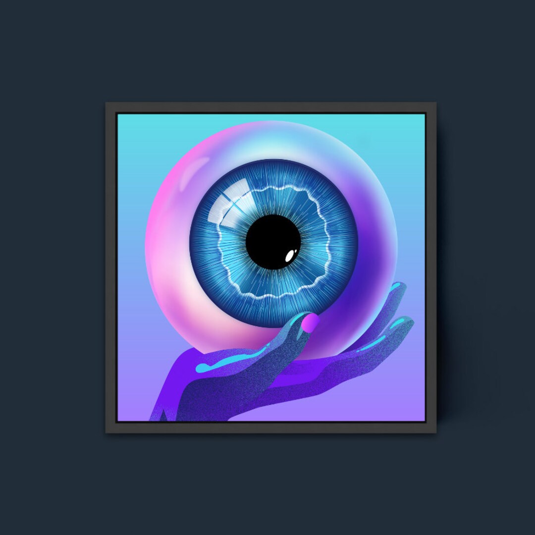 Hand Holds Eyeball Art Print Surrealism Wall Art Colorful Art Modern ...