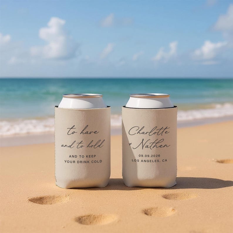 Personalized Wedding Can Cooler - Custom Stubby Holder - Party Favor ...