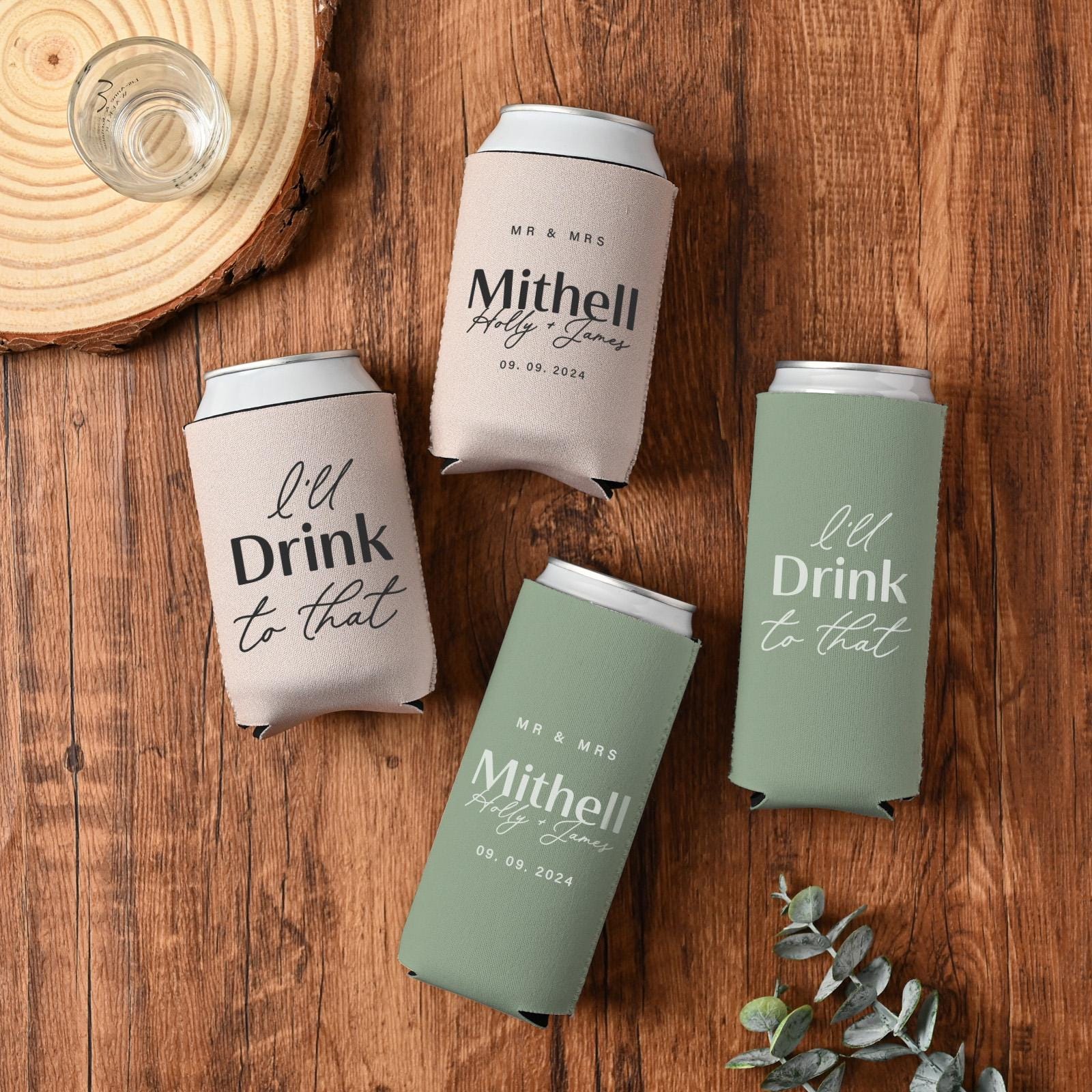 Personalized Wedding Can Cooler - Custom Stubby Holder - Party Favor ...