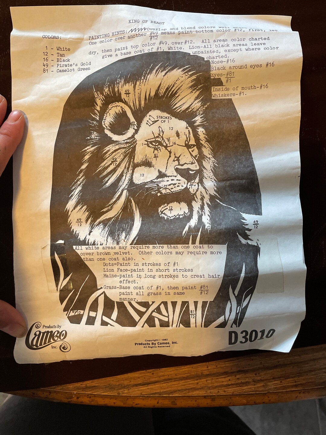 Artex King of the Beasts Brown Velveteen Pattern With Guide - Etsy