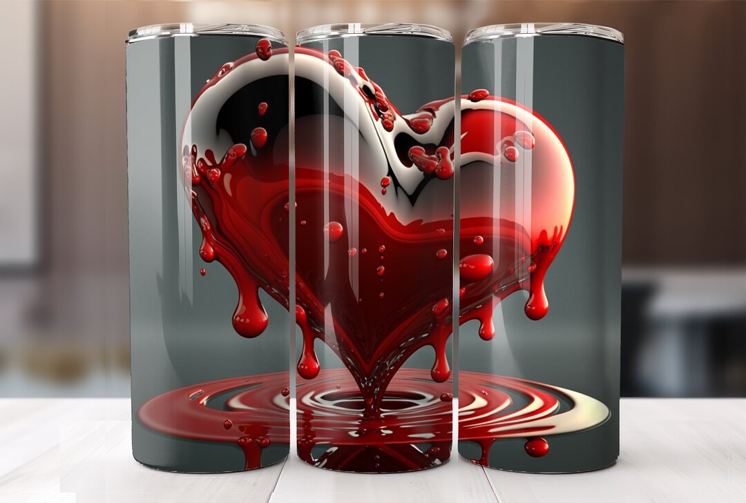Passion Unleashed: 3D Red Bleeding Heart - Sublimation Tumbler Digital ...