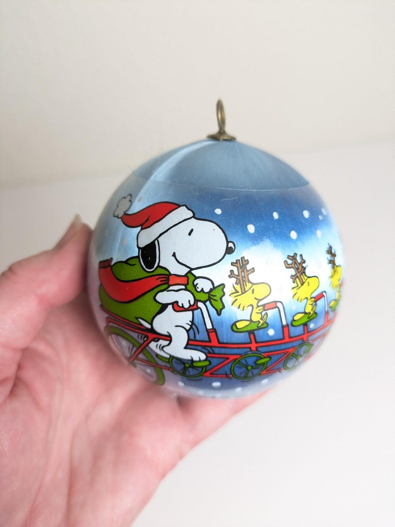 Vintage 1982 Hallmark Peanuts Snoopy Satin Christmas Ornament and 1983 ...