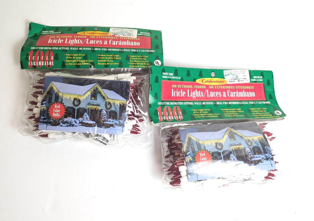 Vintage Celebrations 100 Red Icicle Christmas Lights, Set of 2 - Etsy