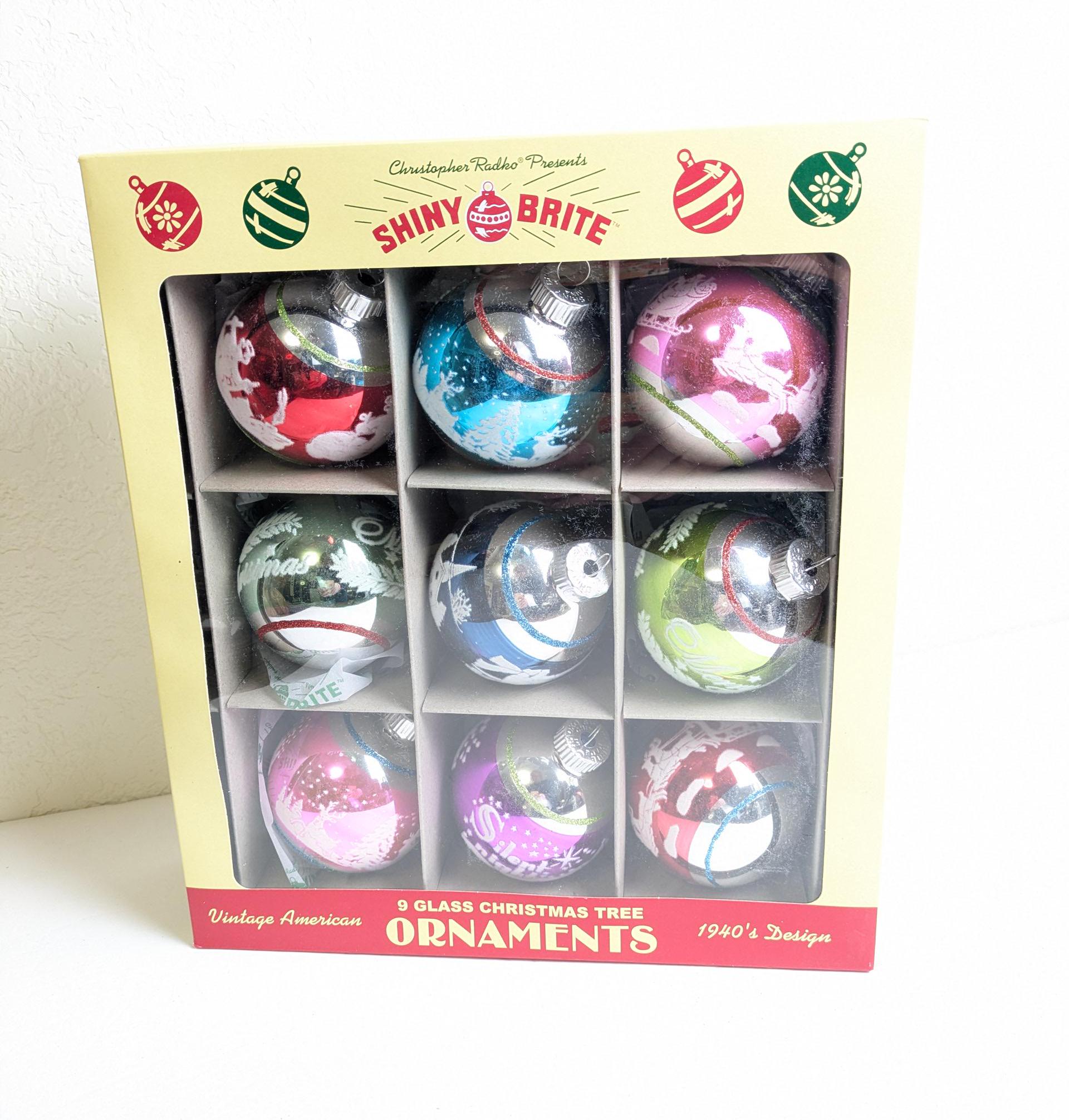 Shiny Brite Christopher Radko CLASSIC FLOCKED Vintage Inspired ...