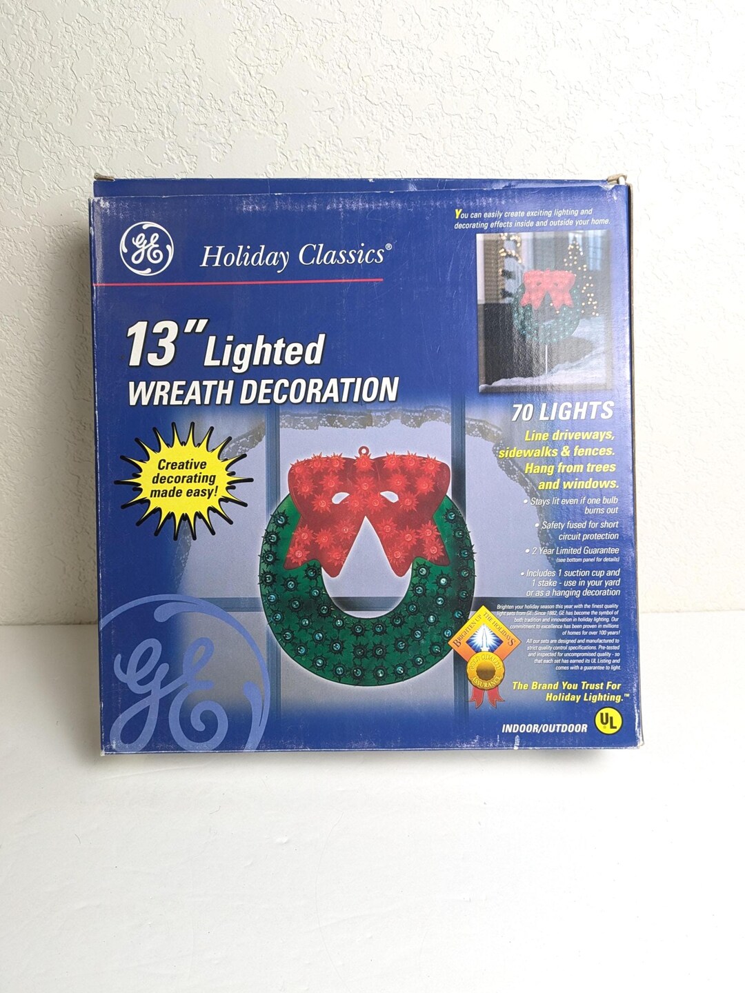 Vintage GE Wreath 13" Lighted Window Decoration With 70 Lights - Etsy
