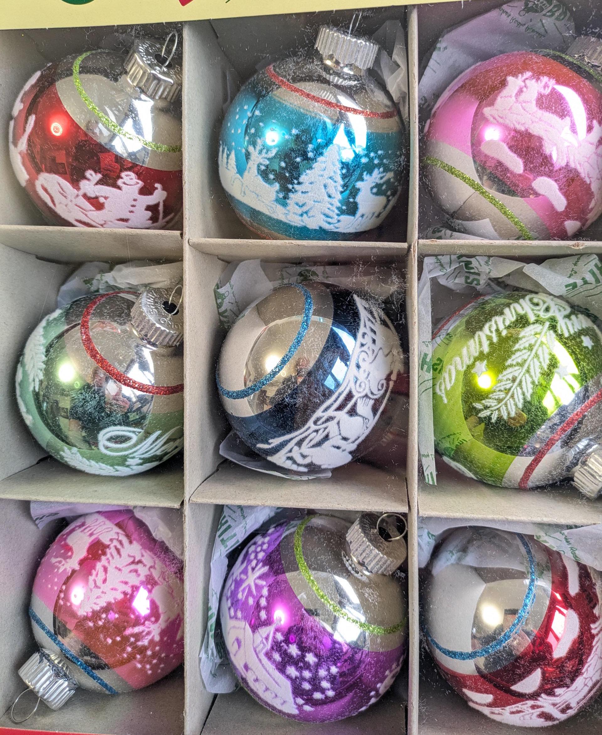 Shiny Brite Christopher Radko CLASSIC FLOCKED Vintage Inspired ...