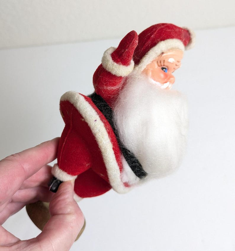 Vintage 1950's Flocked Dancing Santa Christmas Figurine, MCM Flocked ...
