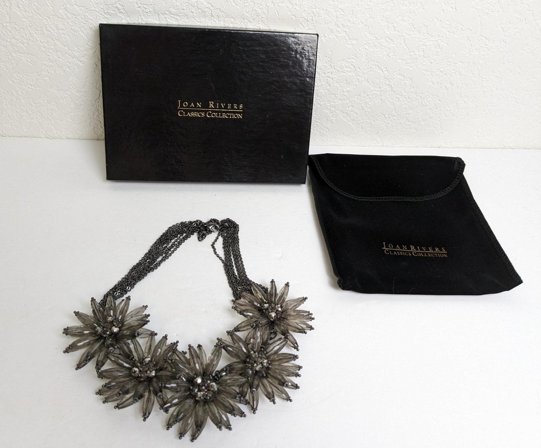 Vintage Joan Rivers Classic Collection Black Floral Multi Strand ...