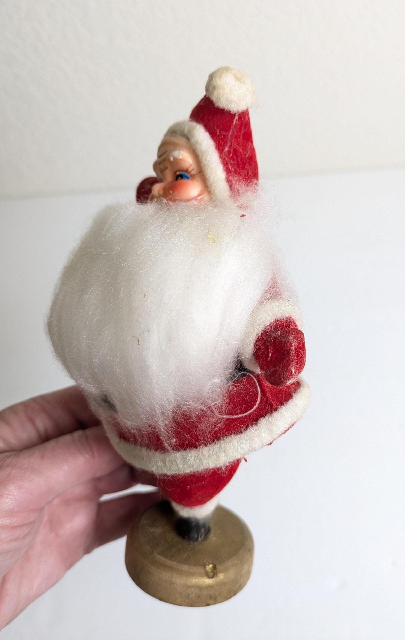 Vintage 1950's Flocked Dancing Santa Christmas Figurine, MCM Flocked ...