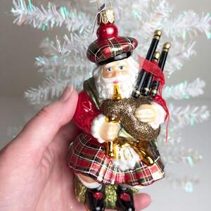 Scottish Highland Santa RARE Glass Christmas Ornament, Santa With ...