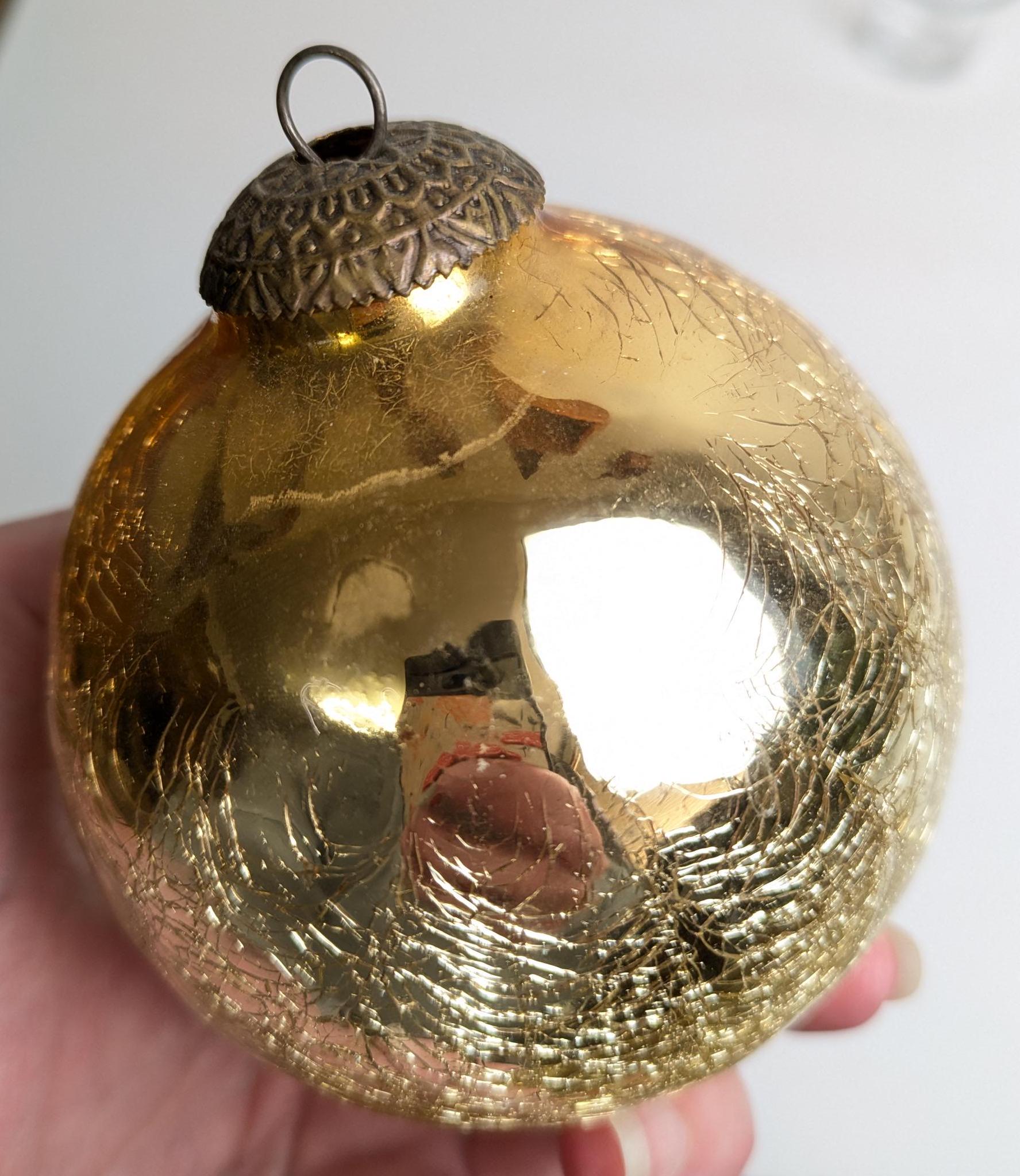 Kugel Style Gold Mercury Crackle Glass Vintage Christmas Ornament - Etsy