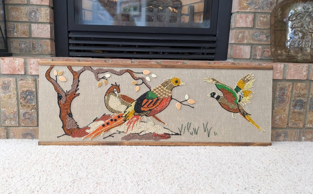 Gravel Art, Vintage MCM Gravel Pebble Art, Pheasant Gravel Art FREE ...