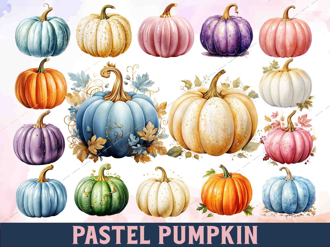 Pumpkin Clipart Bundle Pastel Pumpkins Halloween Printables - Etsy