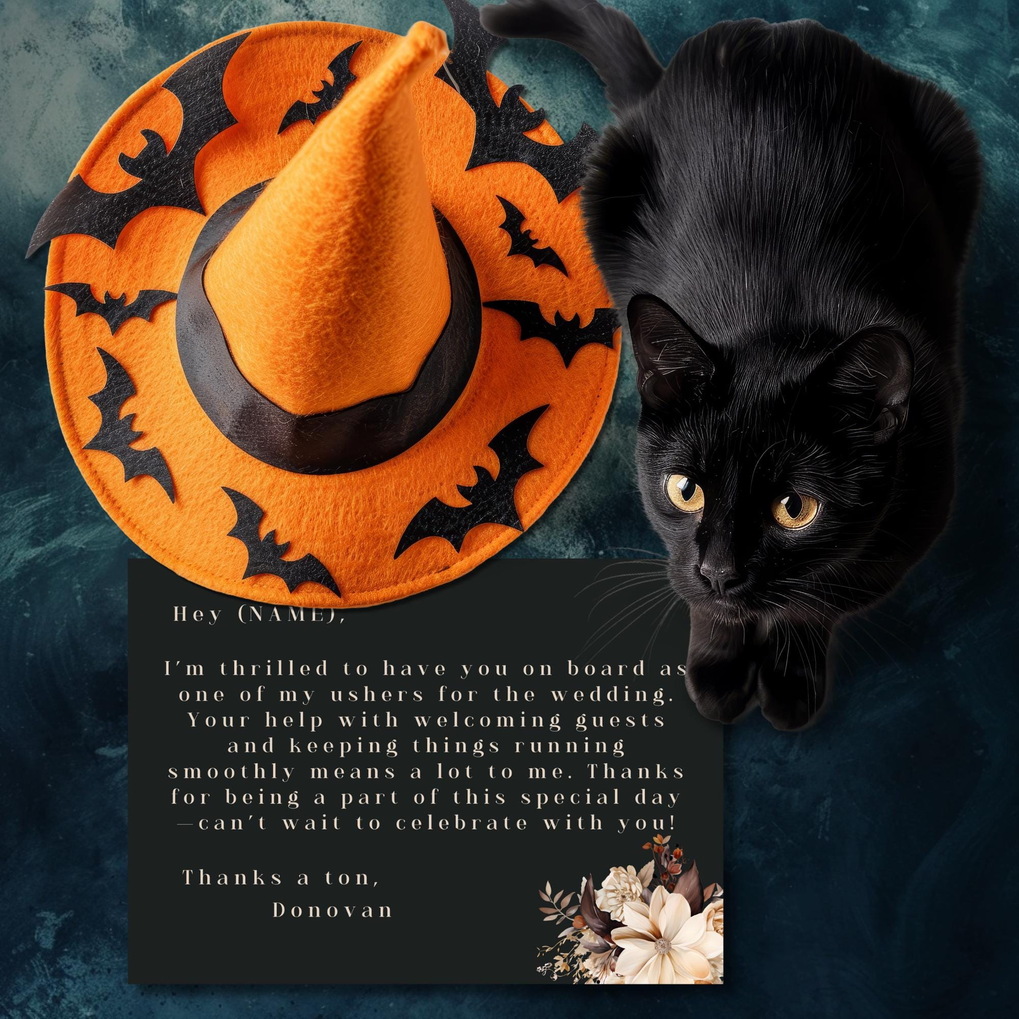 Printable Gothic Usher Proposal Card, Instant Download Halloween "will ...