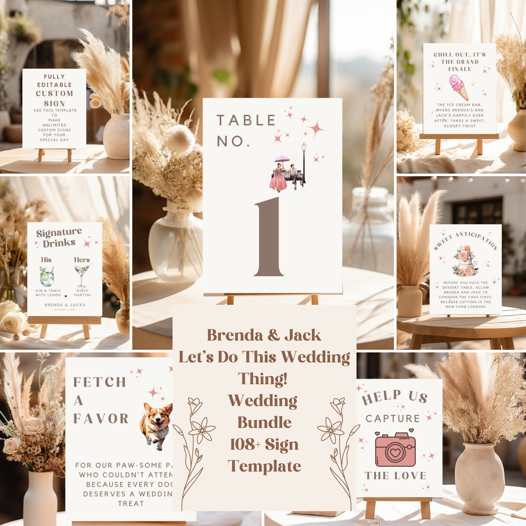 Wedding Signs Template, Printable Receptions Table Signs, Editable ...