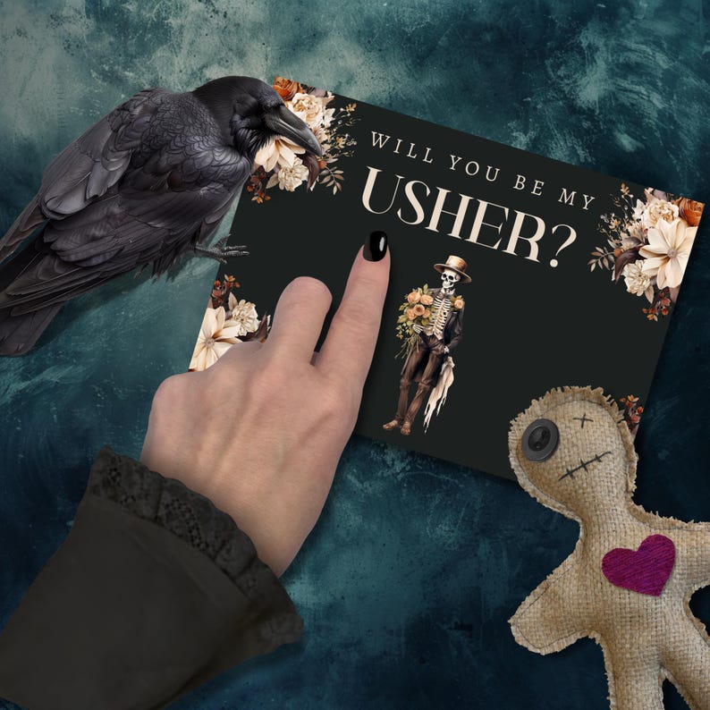 Printable Gothic Usher Proposal Card, Instant Download Halloween "will ...