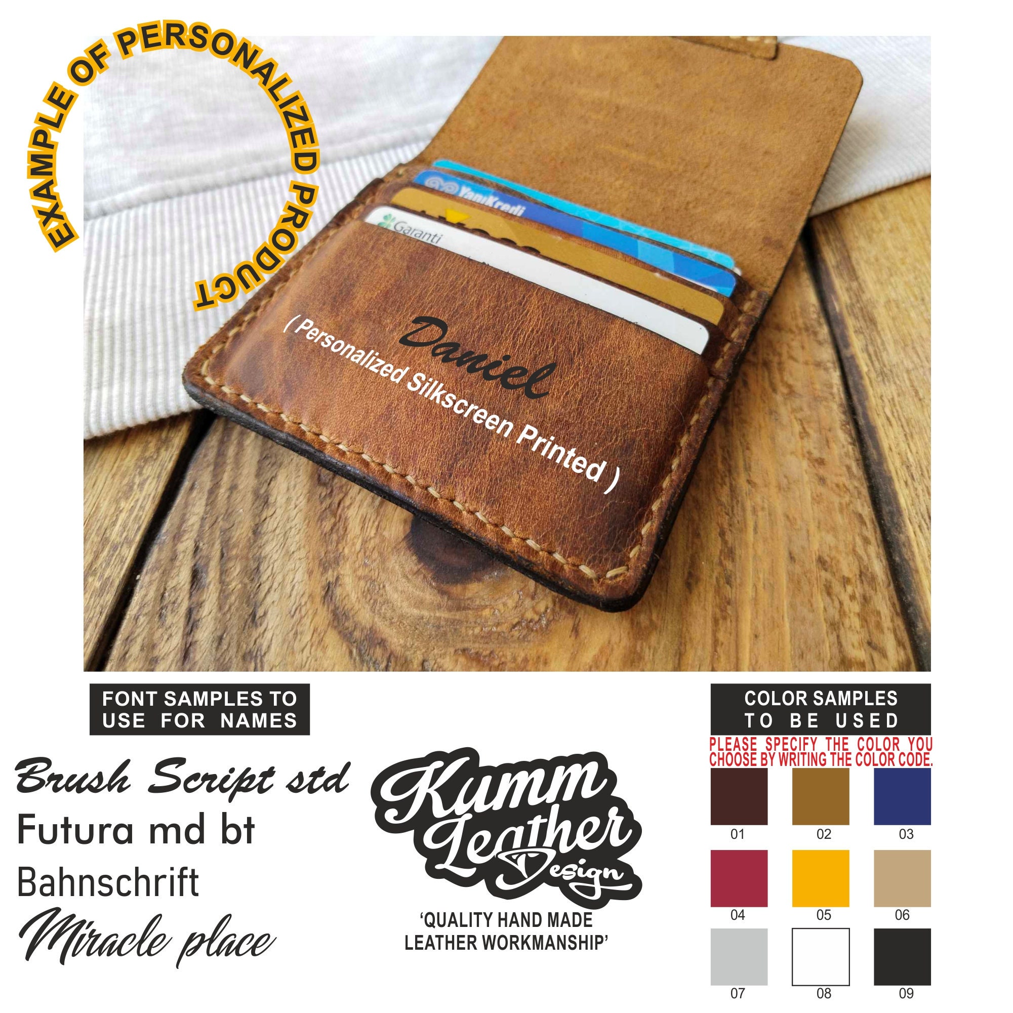 Personalized Leather Card Holder, Artistic Printed Unique Wallet ...