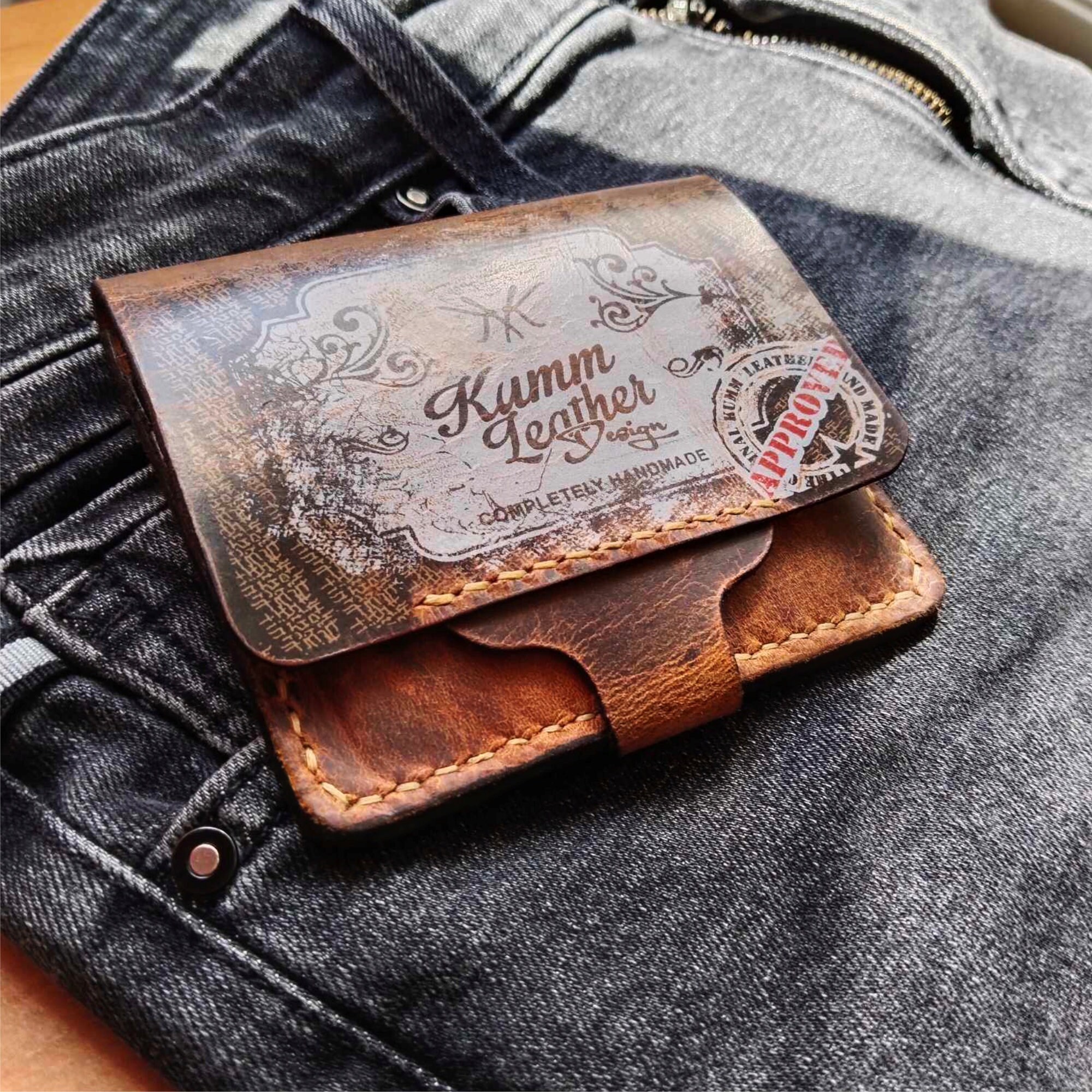 Personalized Leather Card Holder, Artistic Printed Unique Wallet ...