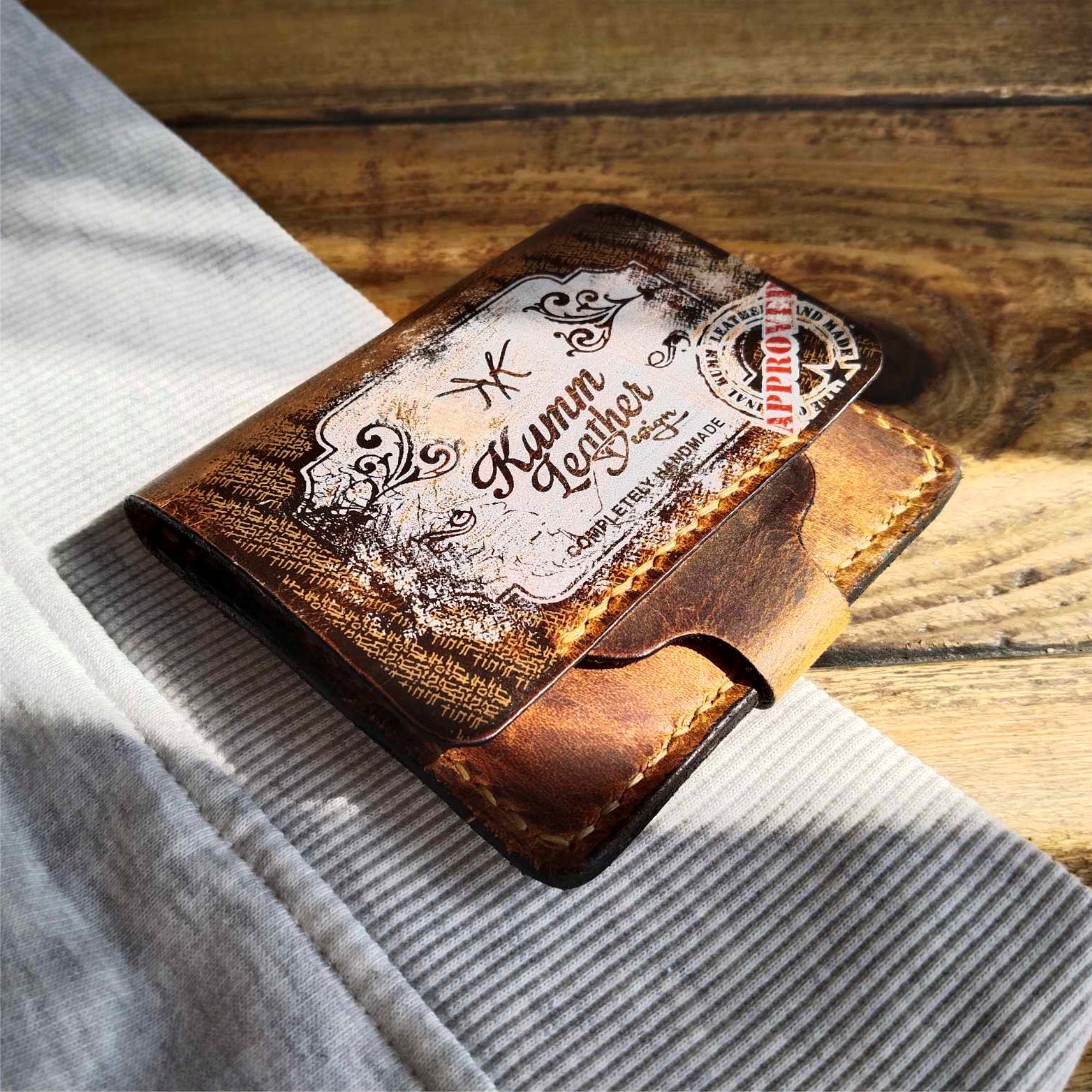 Personalized Leather Card Holder, Artistic Printed Unique Wallet ...
