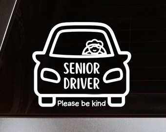 Elderly Driver Sticker Vinyl Decal, Elderly Senior Driver Car Sticker ...