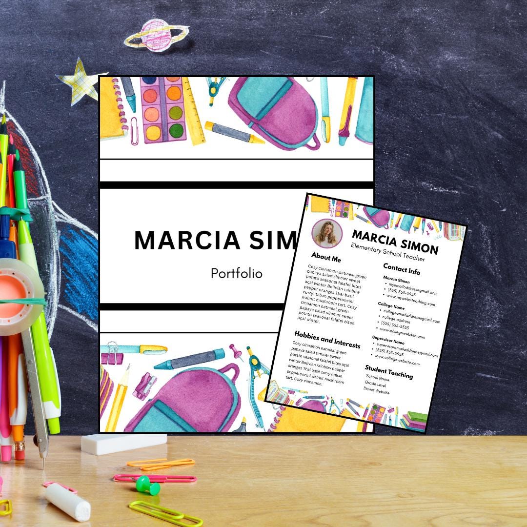 Student Teacher MINI Portfolio Template/new Teacher/education Major ...