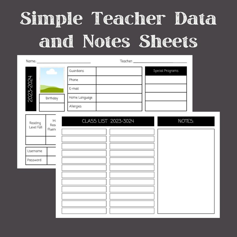 Classroom Data Collection Sheets/digital Record Keeping/student Data ...