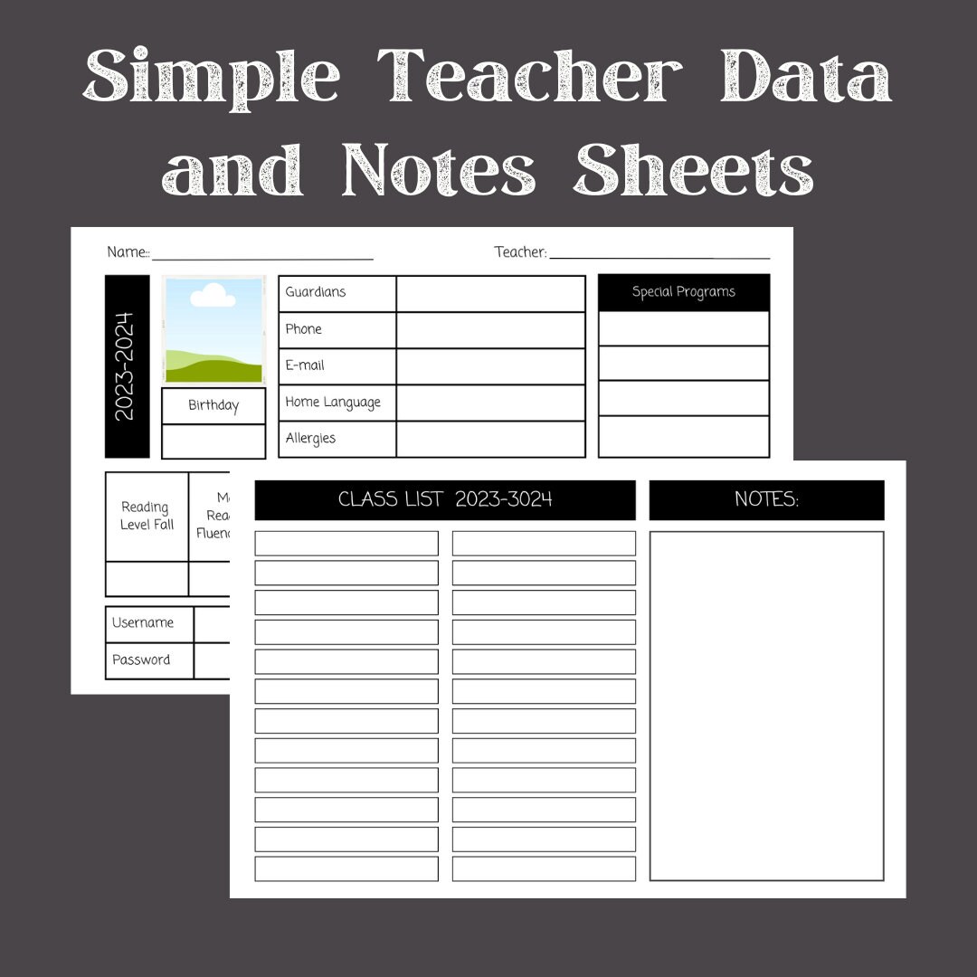 Classroom Data Collection Sheets/digital Record Keeping/student Data ...