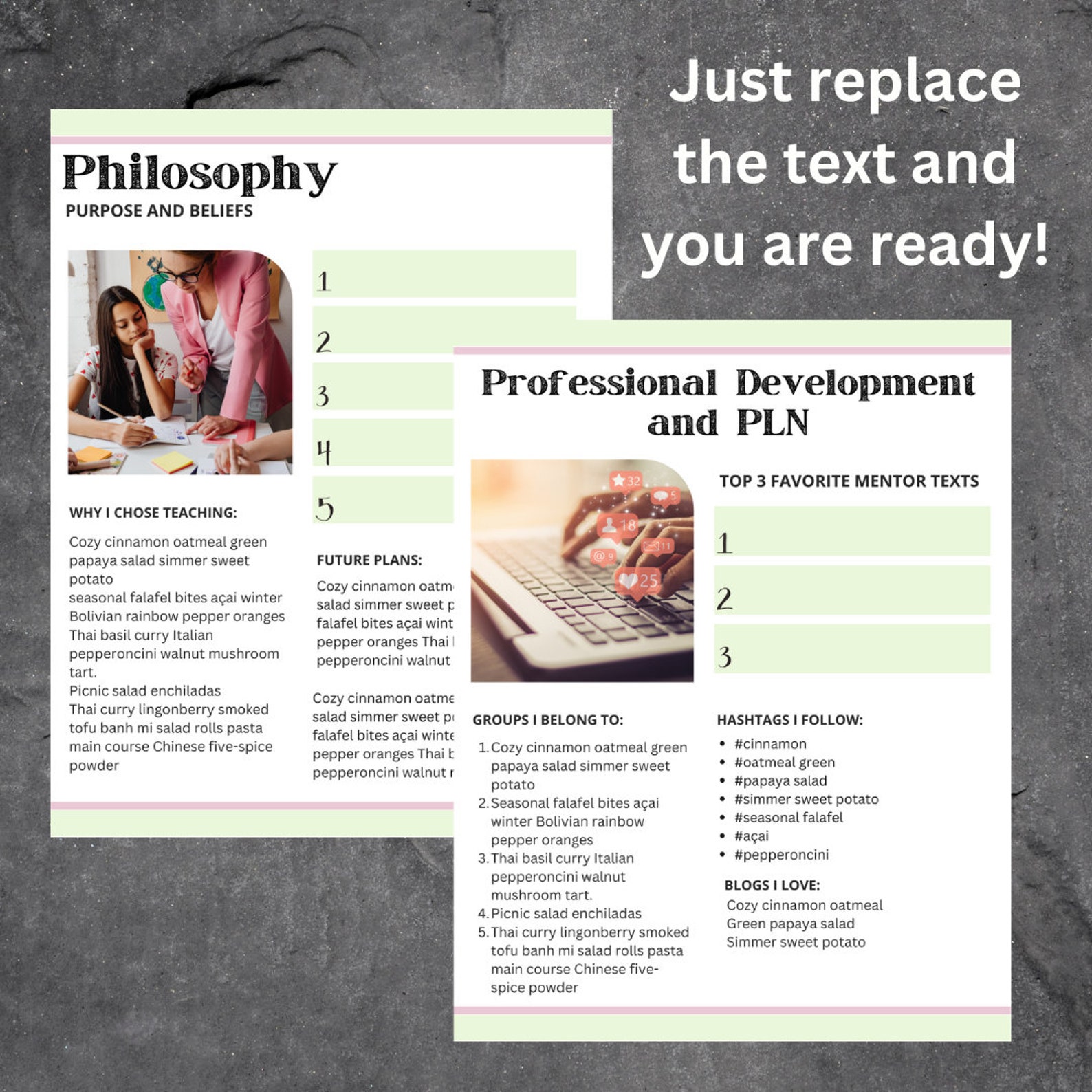 Student Teacher Portfolio Template/new Teacher/education Major/teacher ...