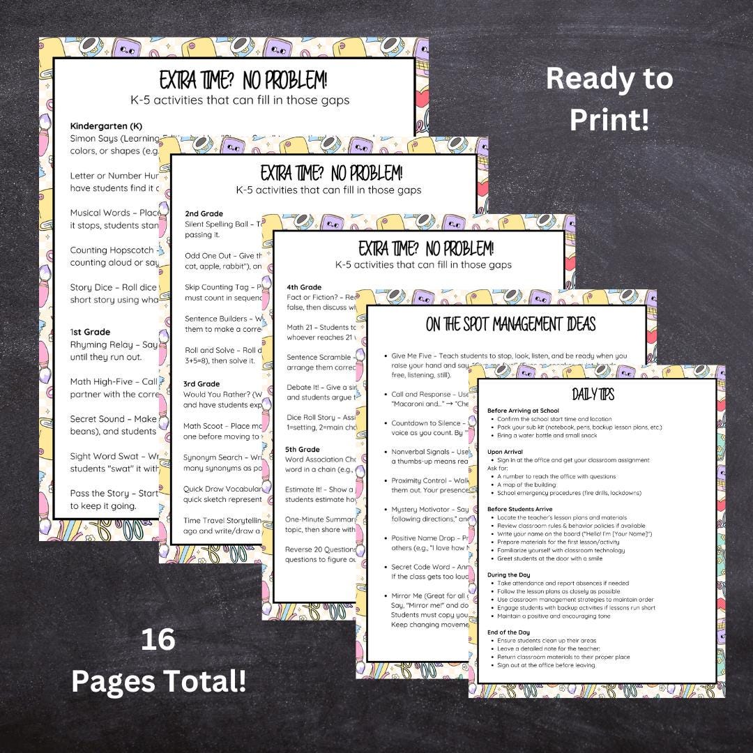Substitute Teacher Binder Template/substitute Teacher/substitute ...