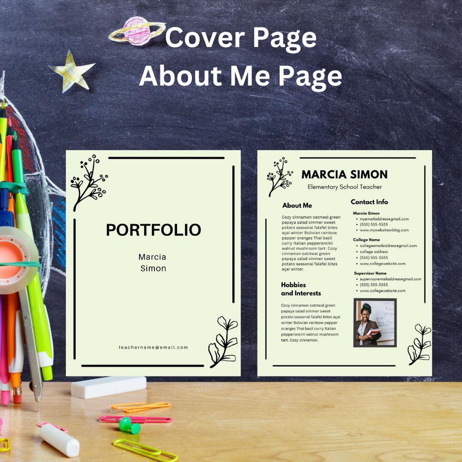 Student Teacher MINI Portfolio Template/new Teacher/education Major ...