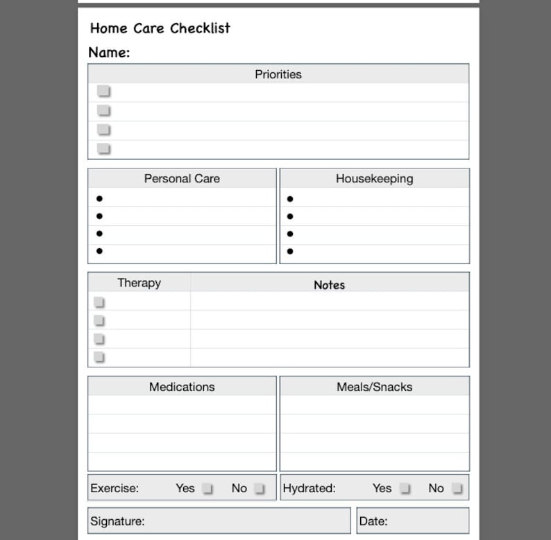 Home Health Care Helper/in Home Care Forms/medications Record/elderly ...