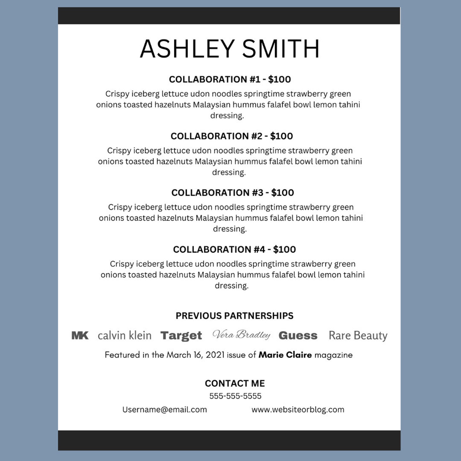 Influencer Media Kit/social Media Influencer Kit/canva Media Template ...