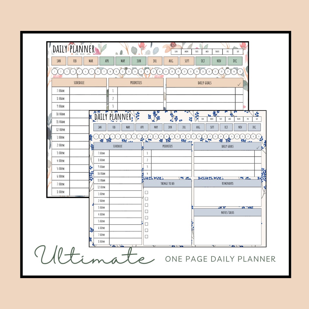 Ultimate One Page Daily Planner/printable/digital/simple Planner ...