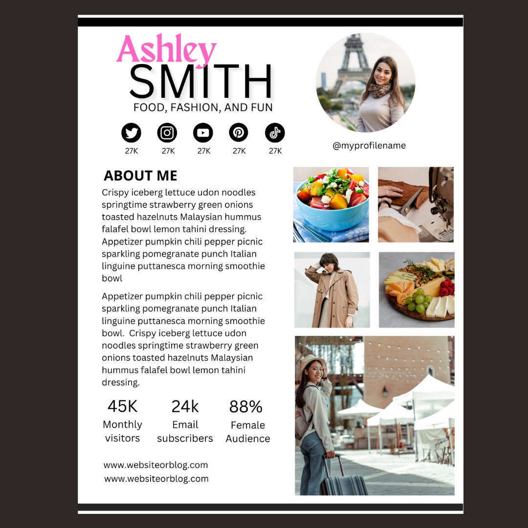 Influencer Media Kit/social Media Influencer Kit/canva Media Template ...