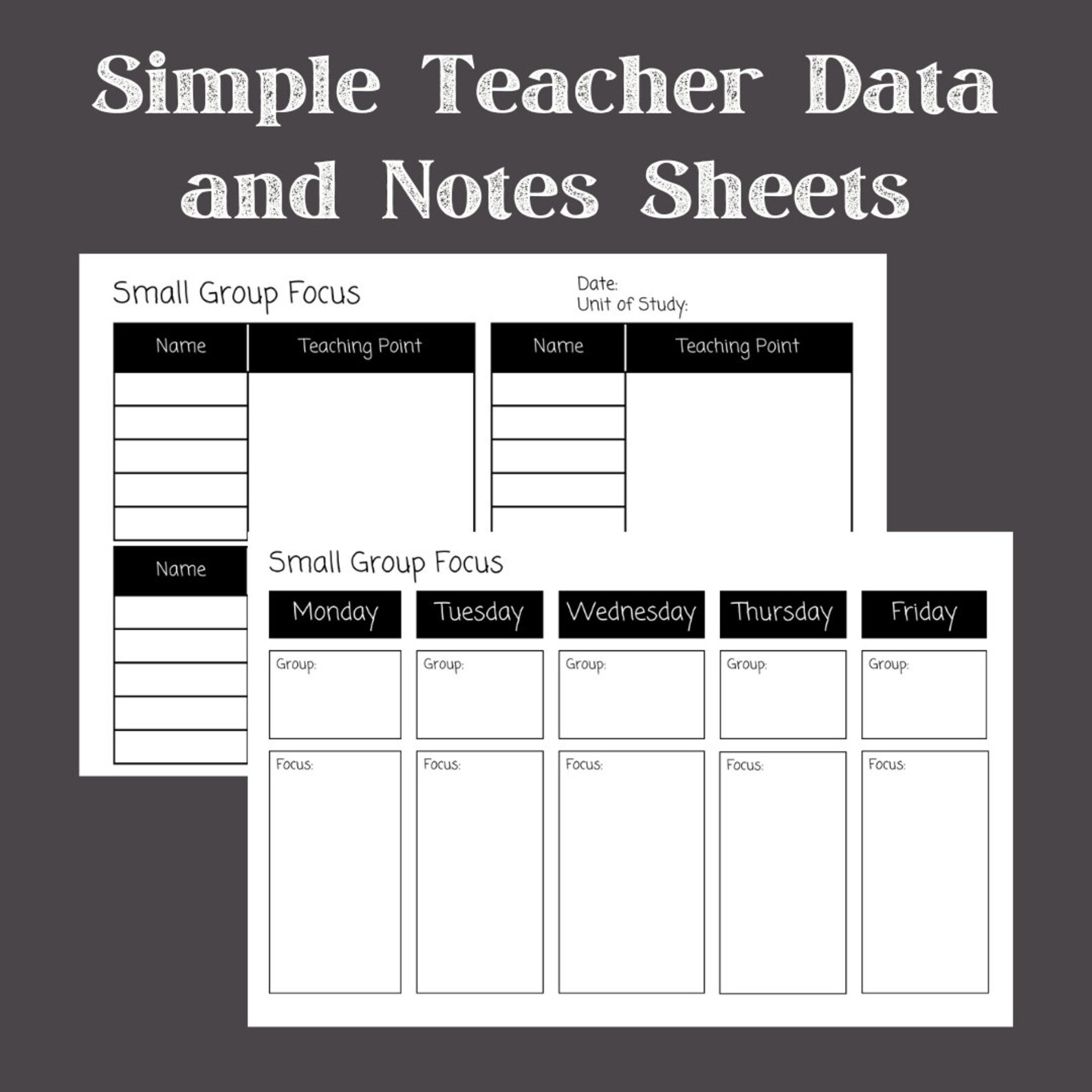Classroom Data Collection Sheets/digital Record Keeping/student Data ...