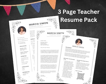 Teacher Resume Pack Template/new Teacher/education Major/teacher ...