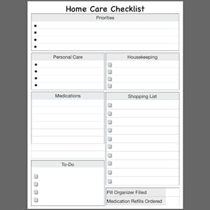 Home Health Care Helper/in Home Care Forms/medications Record/elderly ...