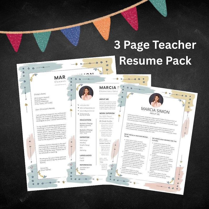 Teacher Resume Pack Template/new Teacher/education Major/teacher ...