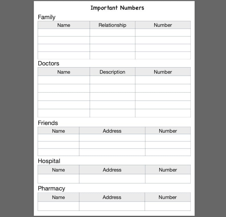Home Health Care Helper/in Home Care Forms/medications Record/elderly ...
