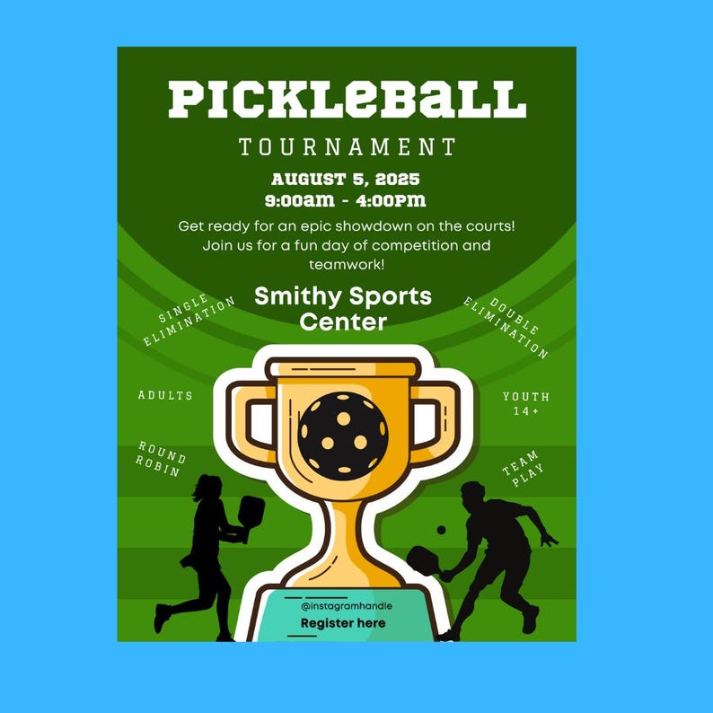 Editable Pickleball Flyer Template Set 2, Printable Pickleball ...