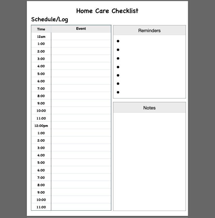 Home Health Care Helper/in Home Care Forms/medications Record/elderly ...