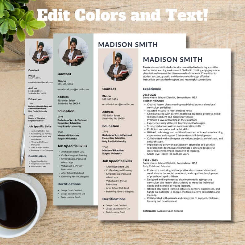 2024 Sidebar Design Resume, Teacher, Professional Resume Template ...