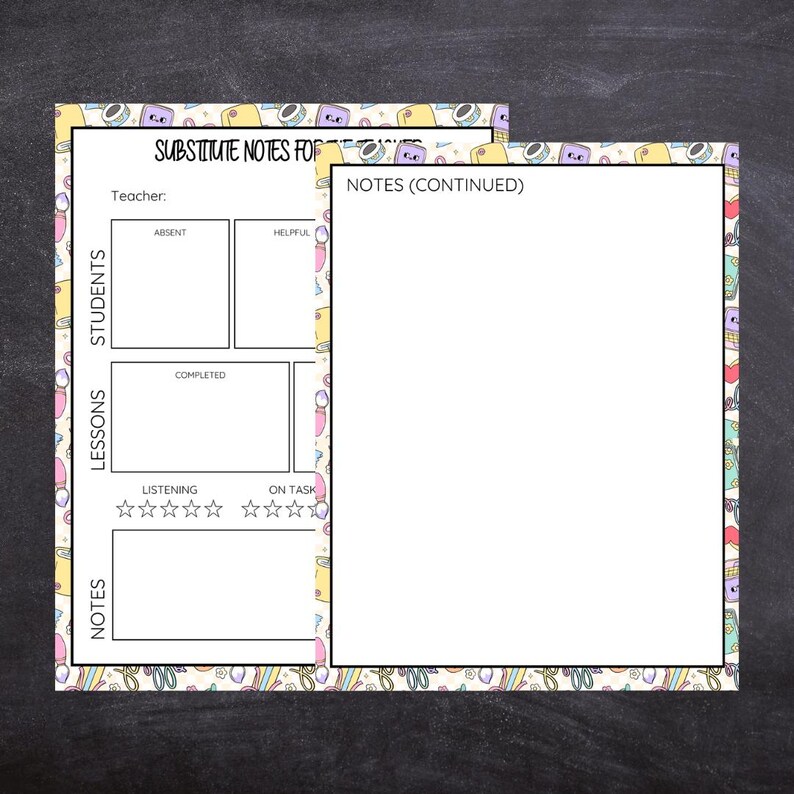 Substitute Teacher Binder Template/substitute Teacher/substitute ...