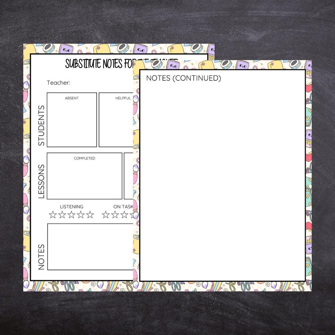 Substitute Teacher Binder Template/substitute Teacher/substitute ...