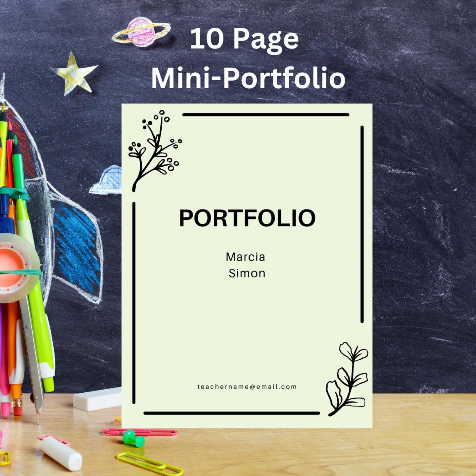 Student Teacher MINI Portfolio Template/new Teacher/education Major ...