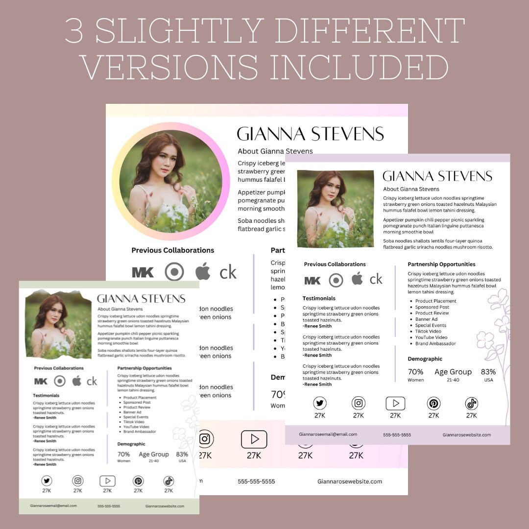 Influencer Media Kit/social Media Influencer Kit/canva Media Template ...