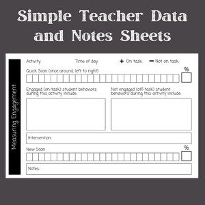 Classroom Data Collection Sheets/digital Record Keeping/student Data ...