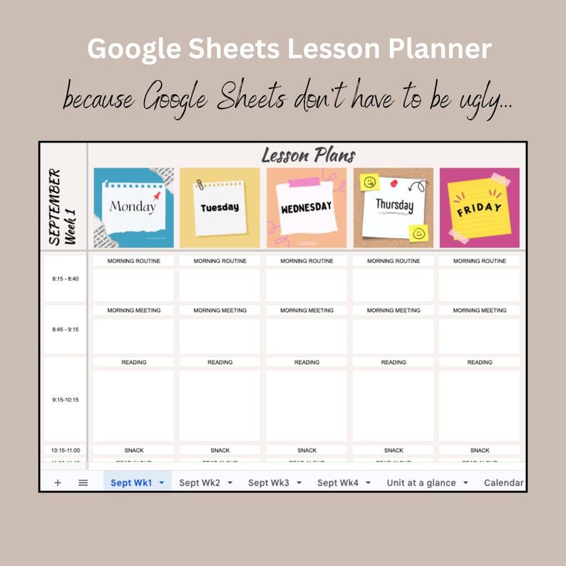 Digital Teacher Planner Template | Google Sheets | Weekly Lesson ...